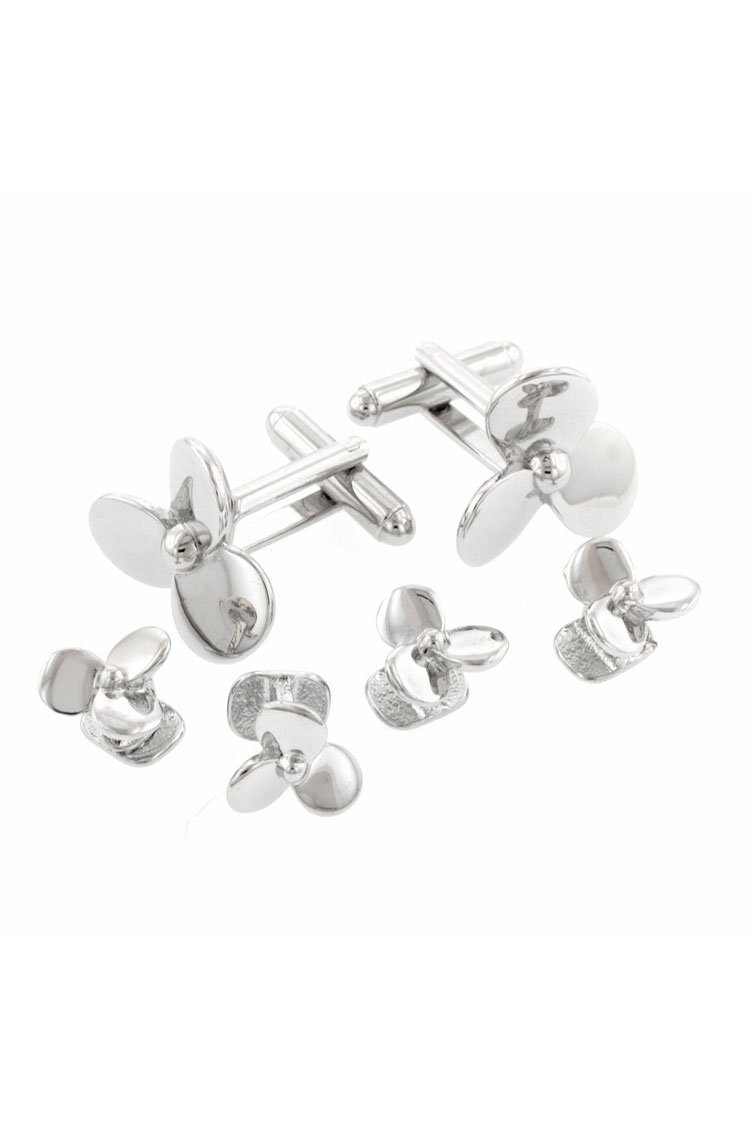 Propeller Silver Studs and Cufflinks Set – PolishedThreads.com