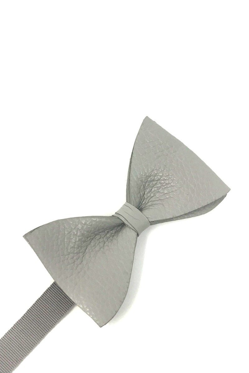 Light Grey Textured Leather Bow Tie – PolishedThreads.com