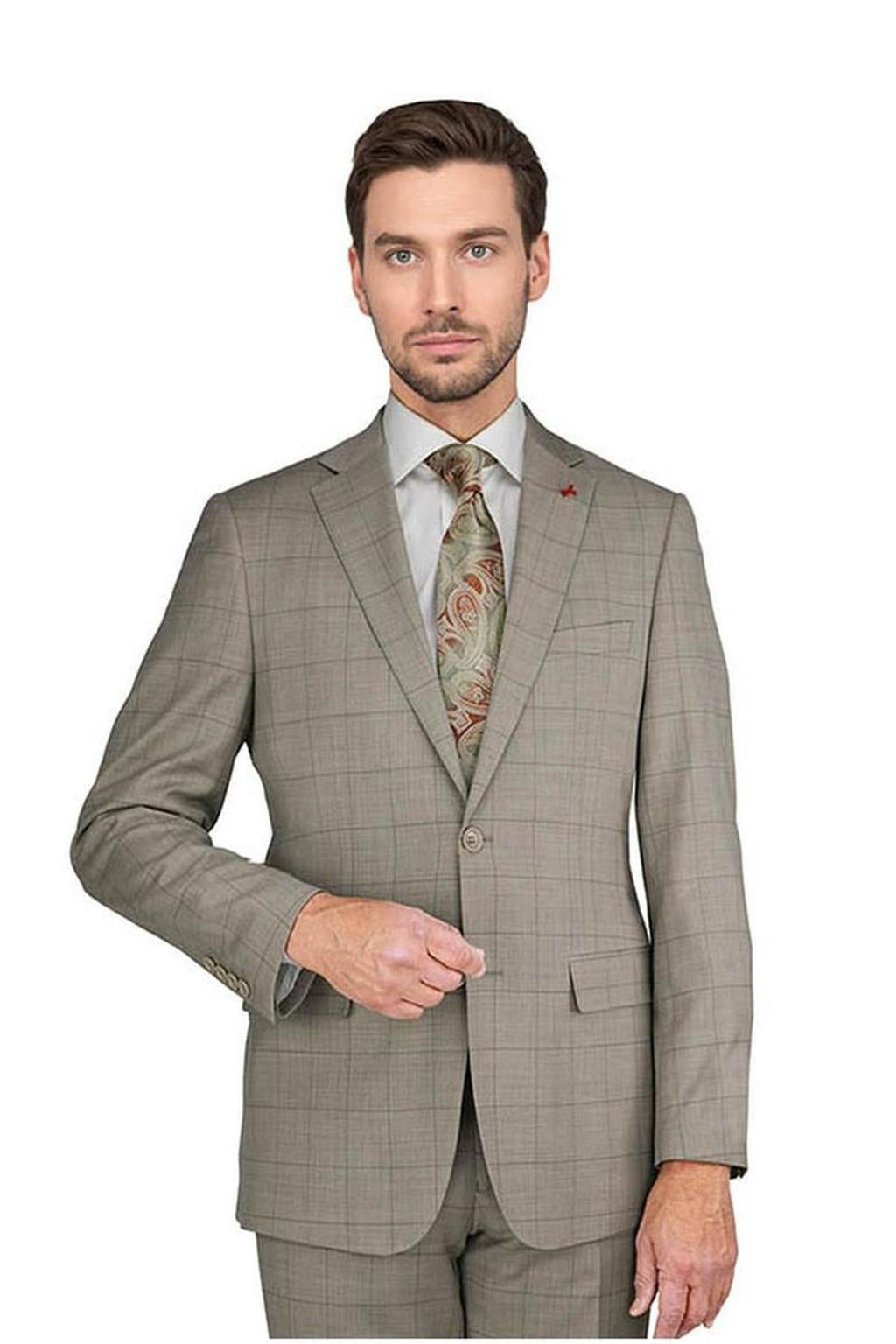Mantoni Tan Windowpane Suit (2-Piece Set) – PolishedThreads.com