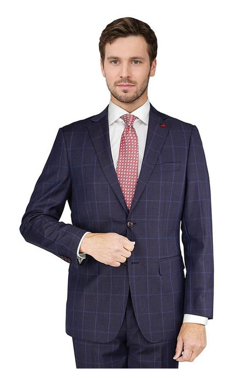 Mantoni Burgundy Windowpane Suit (2-Piece Set) – PolishedThreads.com