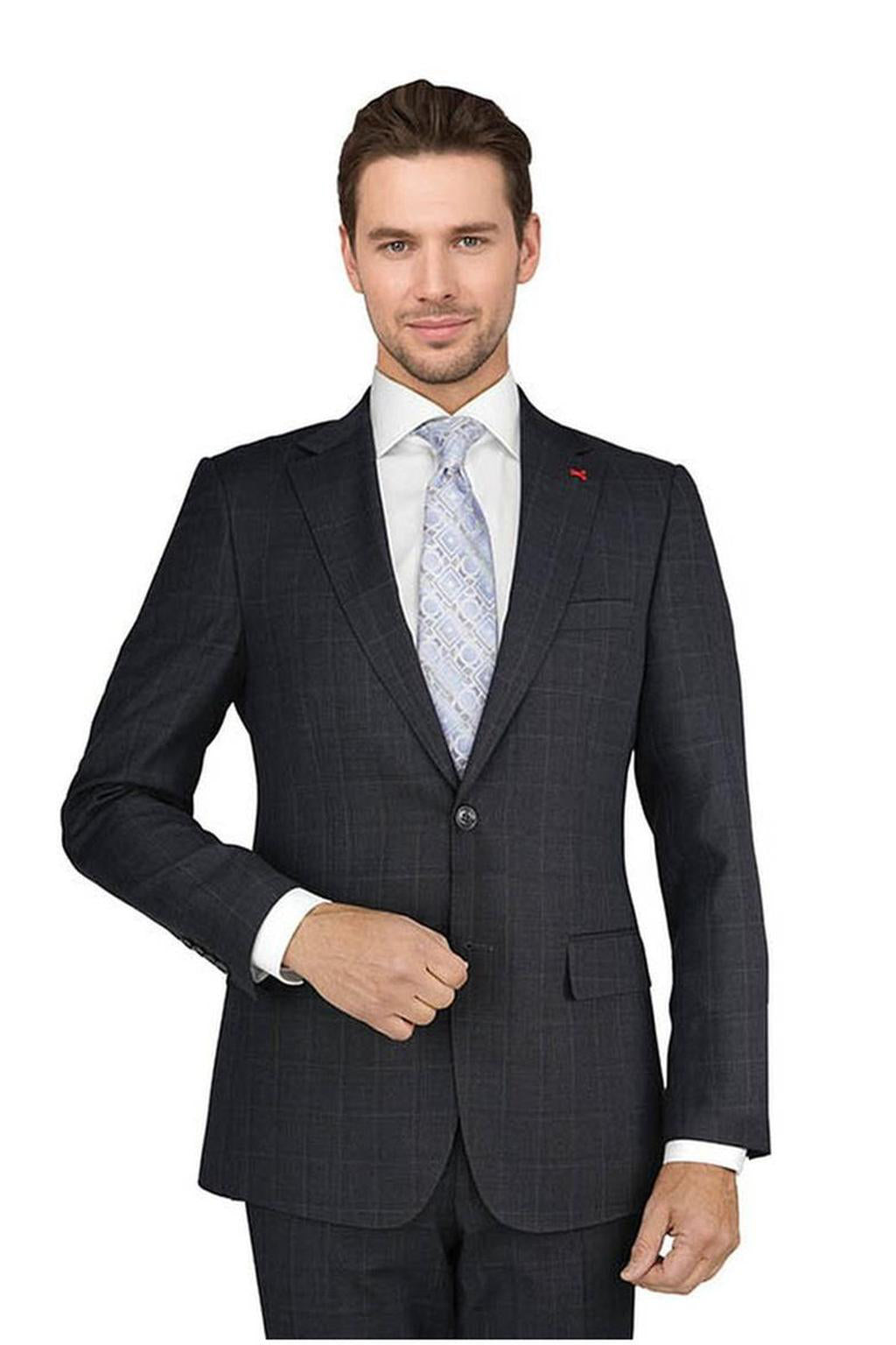 Mantoni Charcoal & Grey Windowpane Suit (2-Piece Set) – PolishedThreads.com