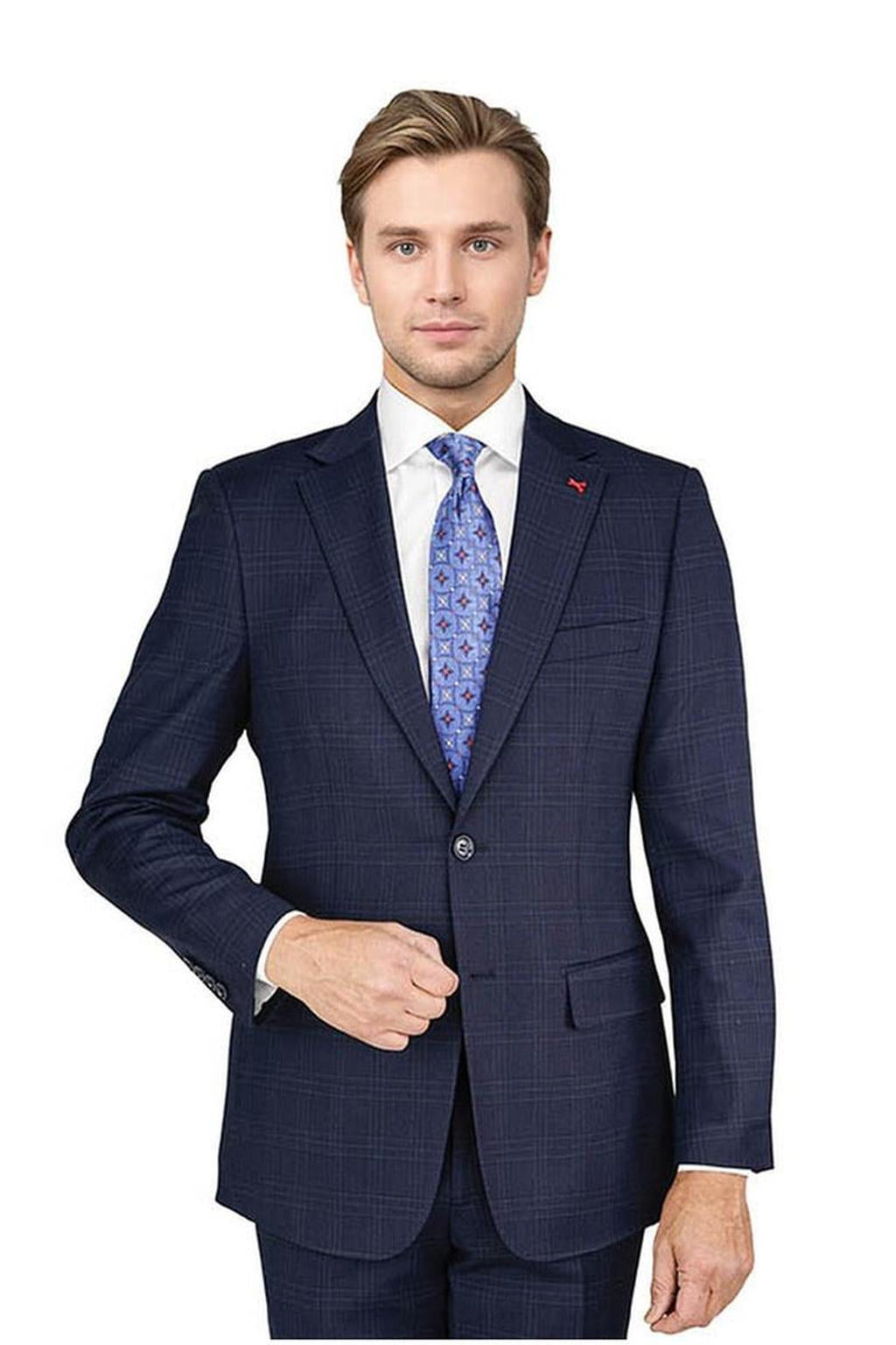 Mantoni Navy Windowpane Suit (2-Piece Set) – PolishedThreads.com