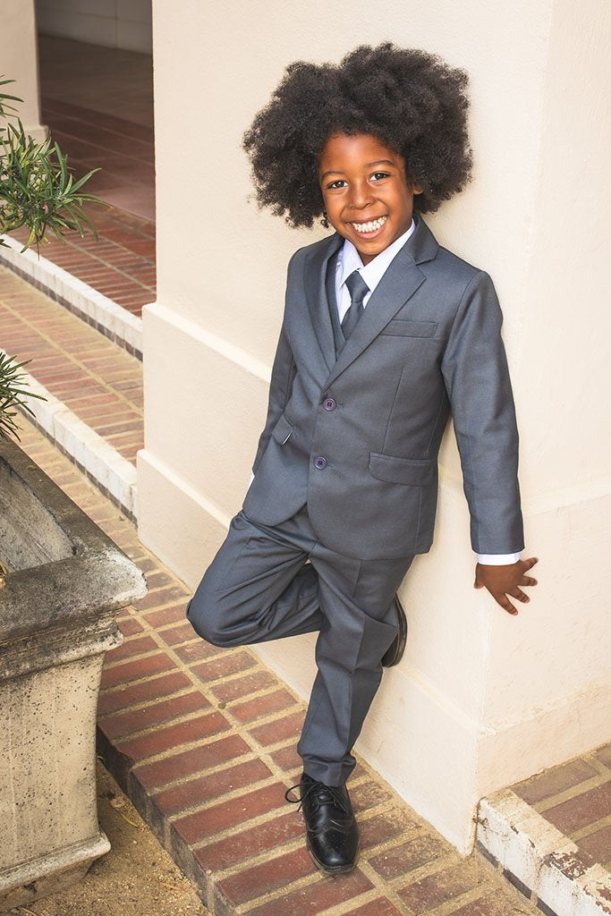 "007" Kids Charcoal Suit 5-Piece Set – PolishedThreads.com