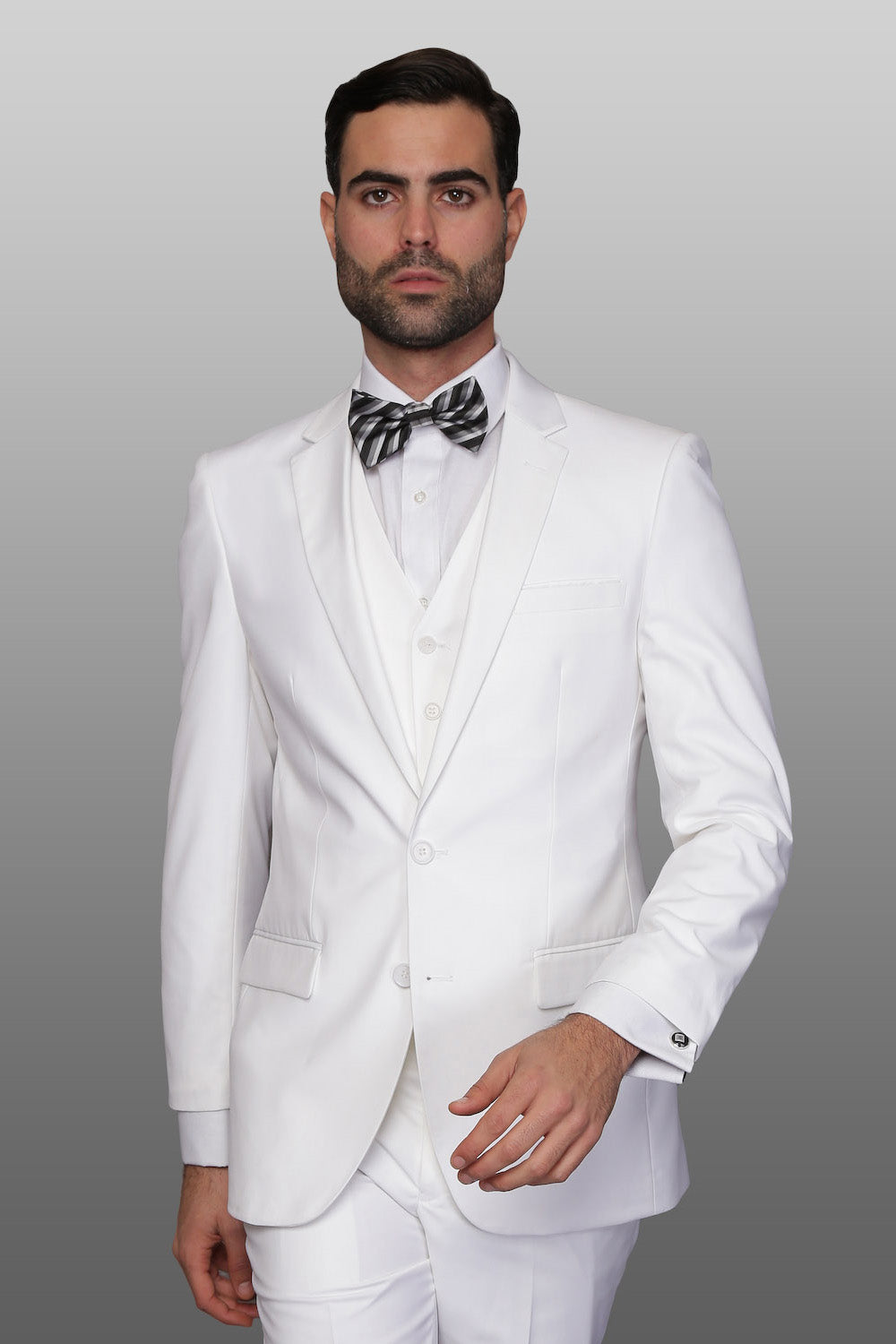 Statement "Lorenzo" Solid White Slim Fit Suit (3-Piece Set ...
