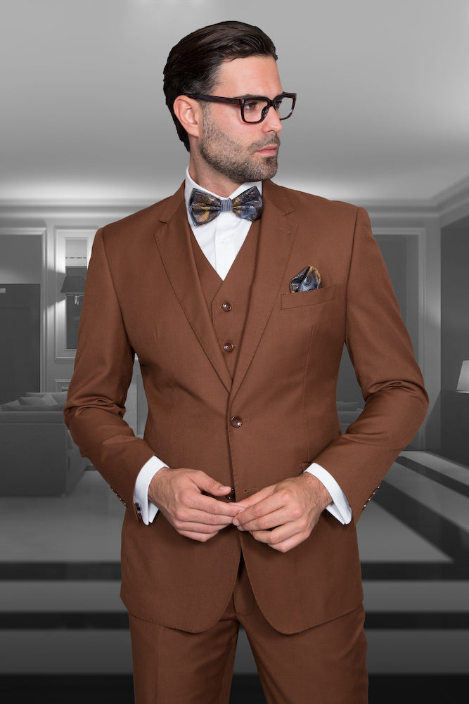 Statement "Julian" Solid Copper Tailored Fit Suit (3-Piece Set ...